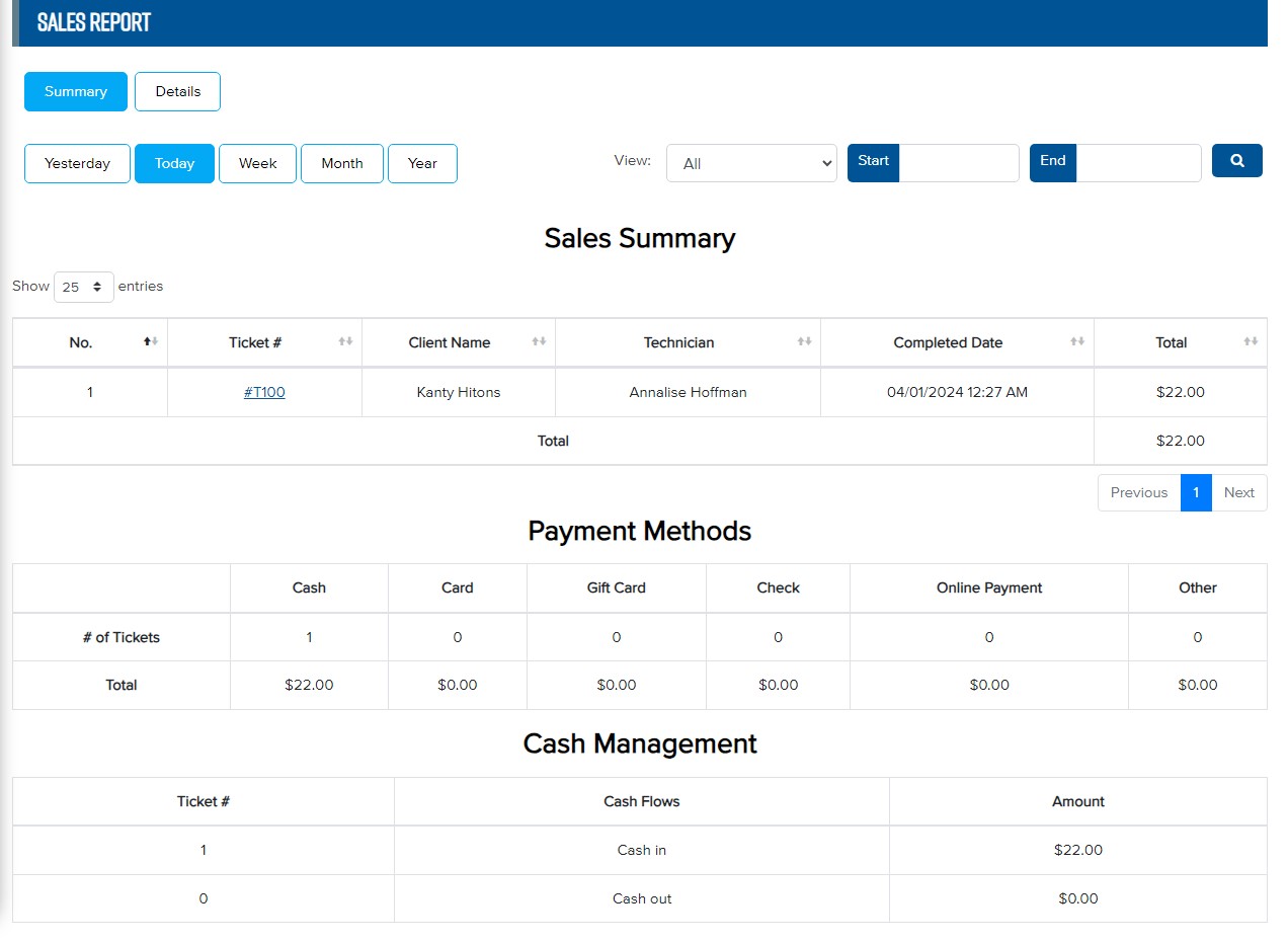 Sales report | Free Time POS